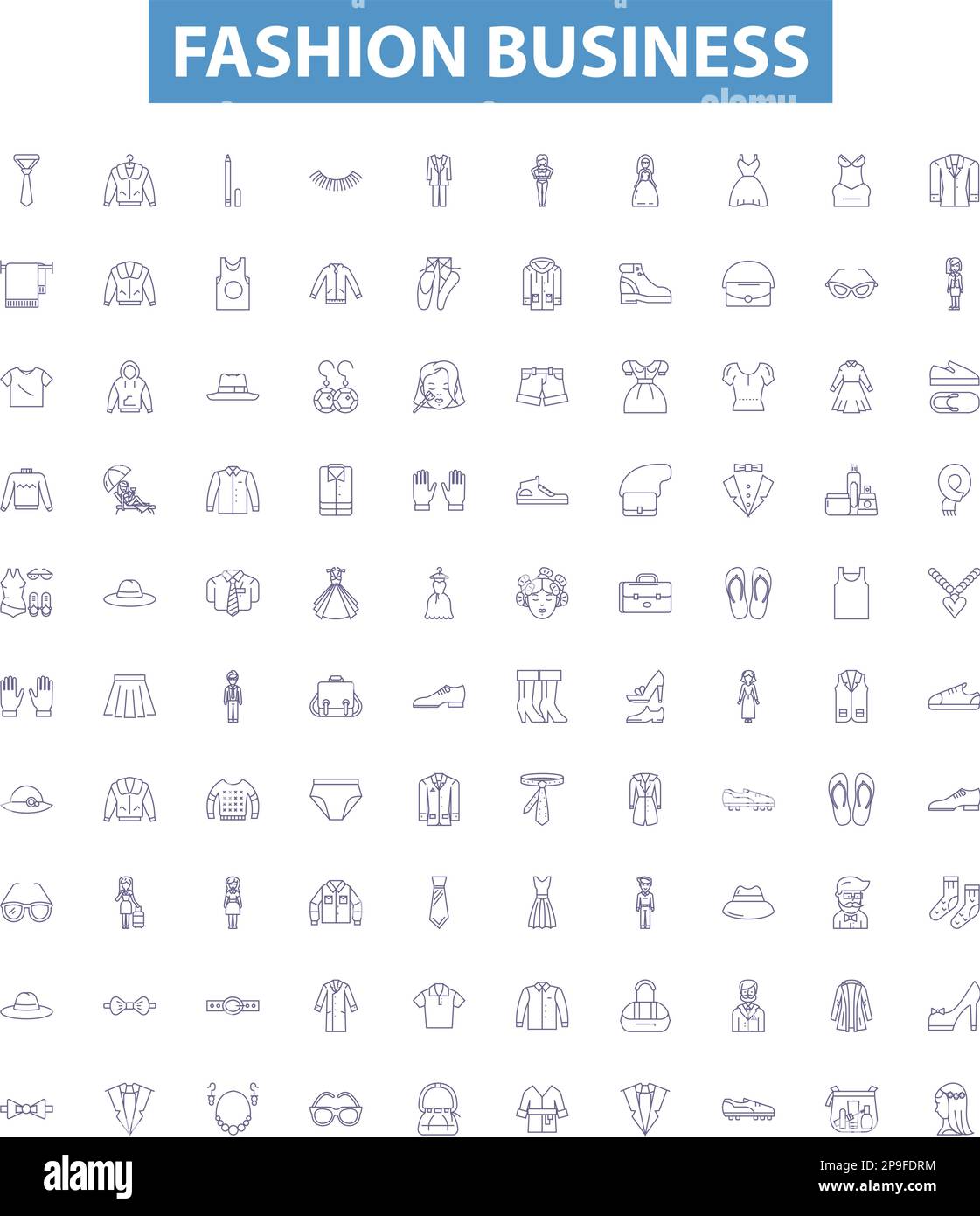 Fashion business line icons, signs set. Style, Apparel, Retail ...