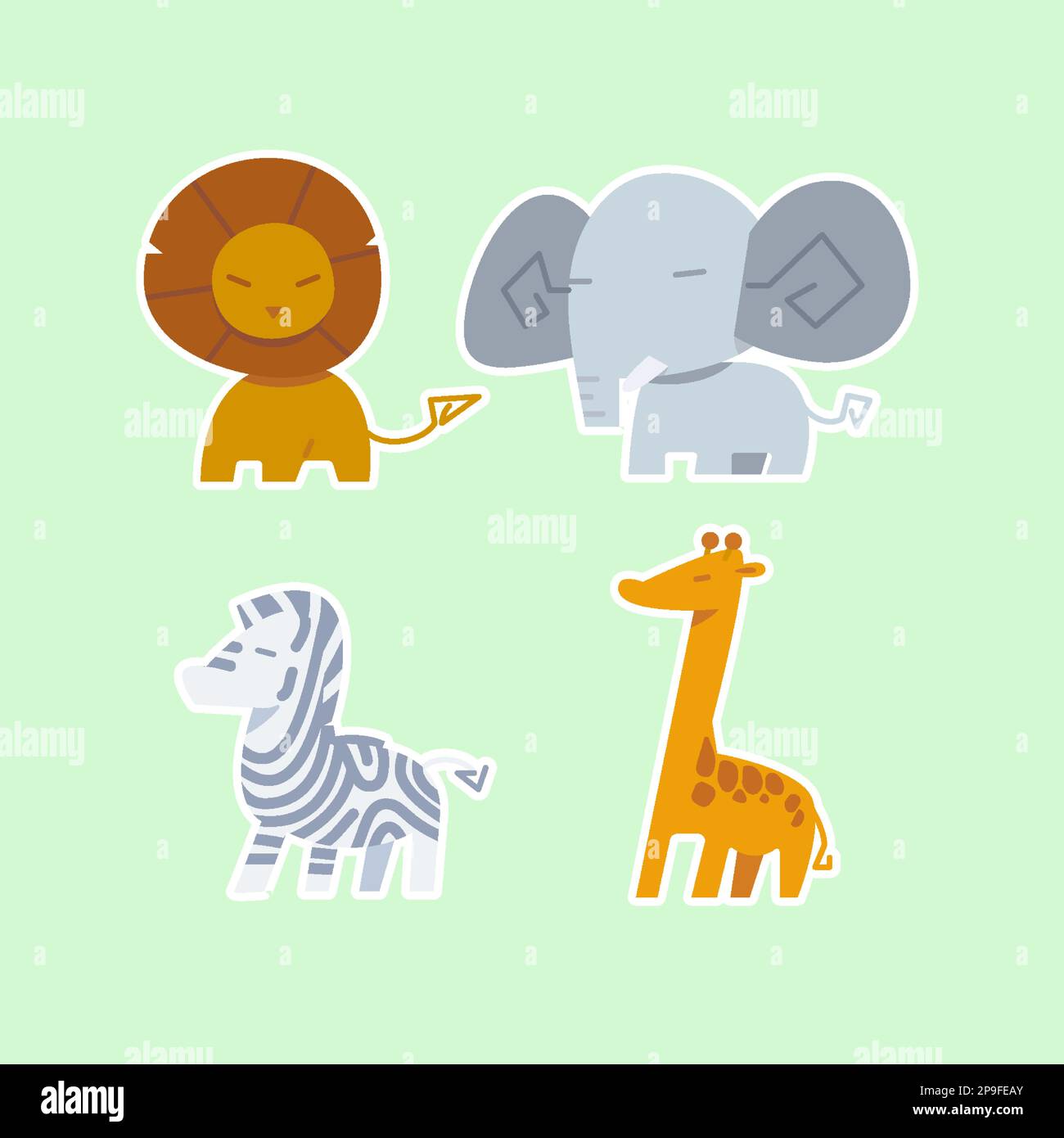 Cute wild animals set including lion, tiger, hippo, crocodile, fox ...