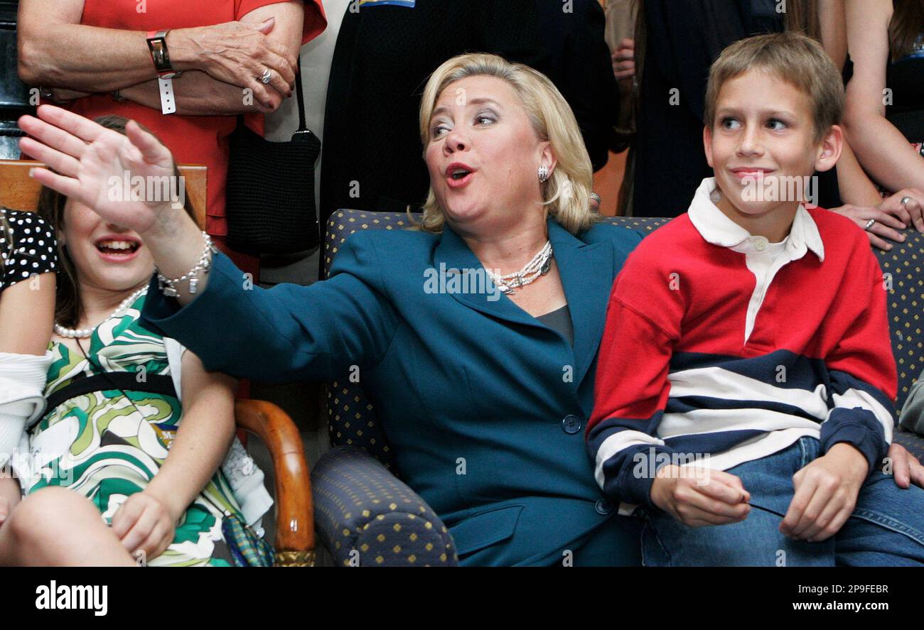 U.S. Sen. Mary Landrieu, D-La. shares a light moment with her nephew ...