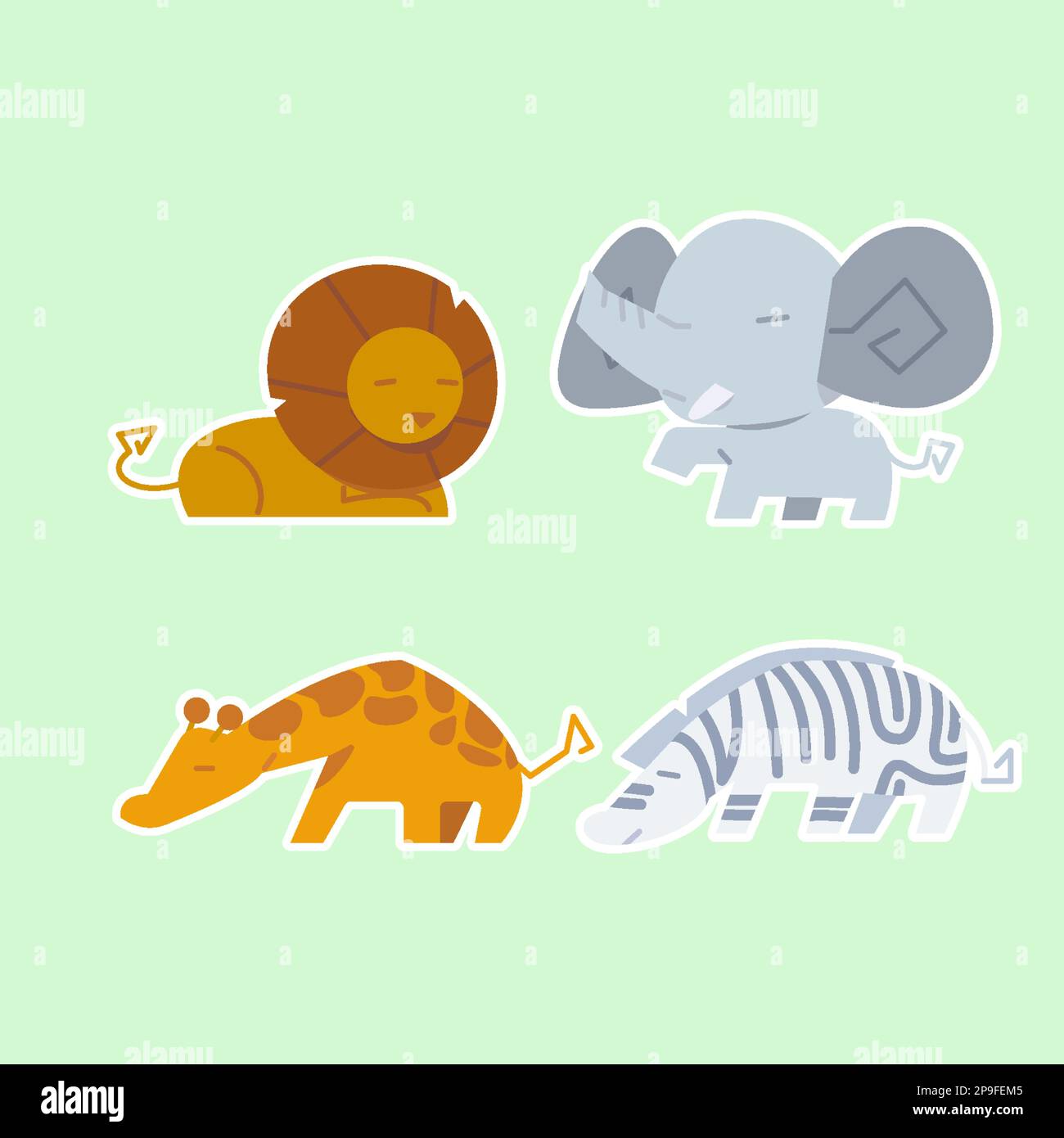 Cute wild animals set including lion, tiger, hippo, crocodile, fox ...