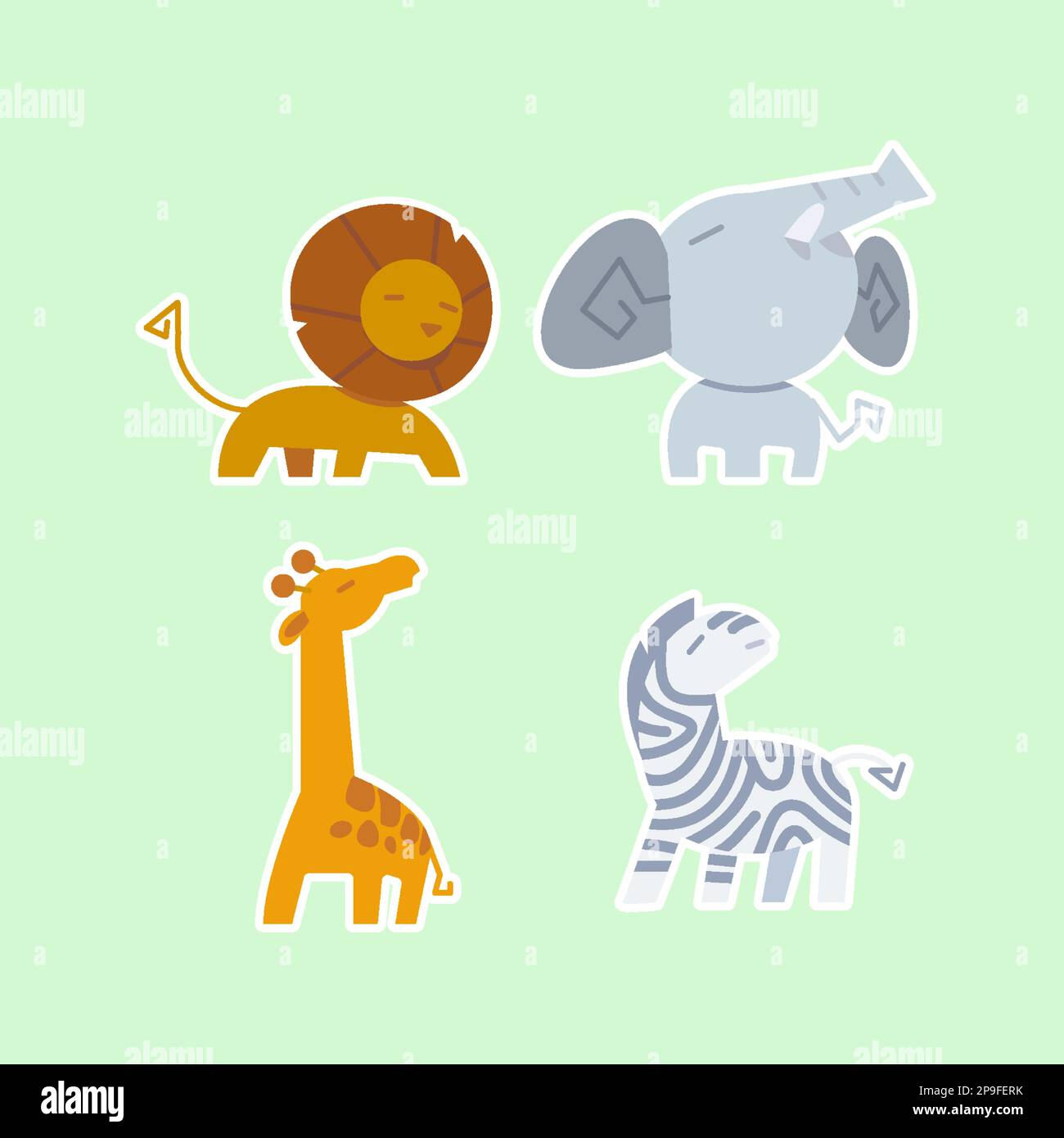 Cute wild animals set including lion, tiger, hippo, crocodile, fox ...