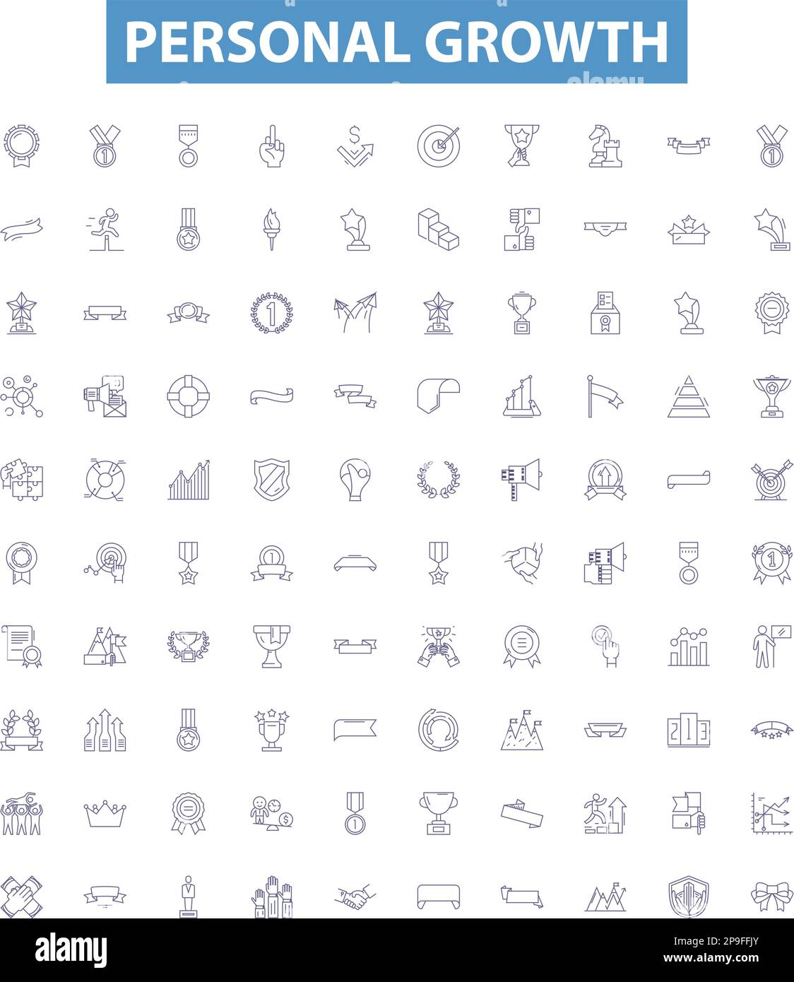 Personal growth line icons, signs set. Self improvement, Development, Progress, Maturity ...