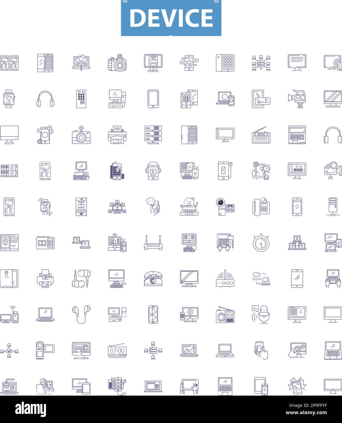 Device line icons, signs set. Device, Gadget, Tool, Equipment ... Device line icons, signs set. Device, Gadget, Tool, Equipment ...