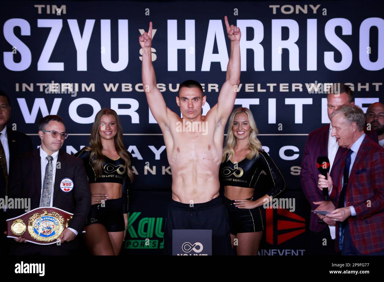 Australian boxer Tim Tszyu poses during the weigh in for his fight ...