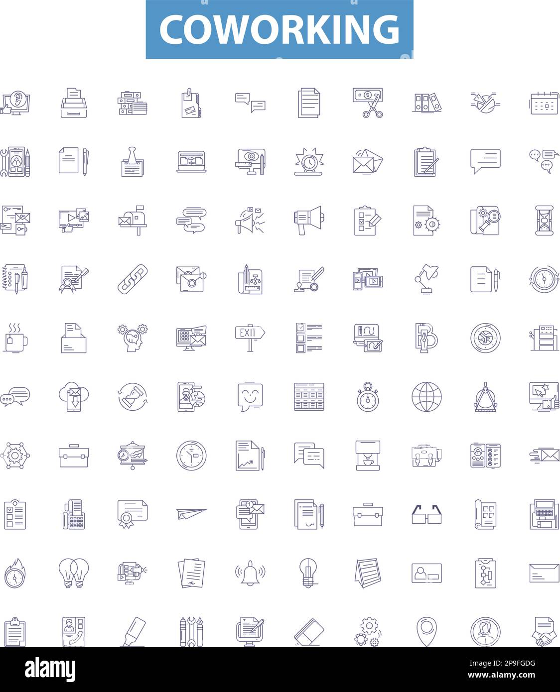 Coworking line icons, signs set. Sharing, Networking, Office ...