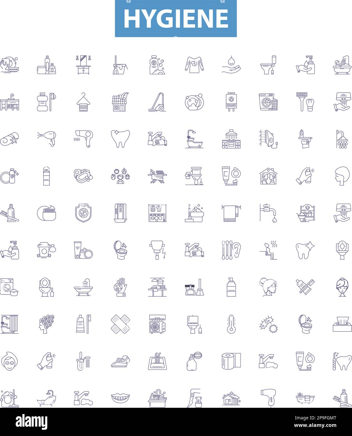 Hygiene line icons, signs set. Cleanliness, Sanitation, Sterile, Health ...