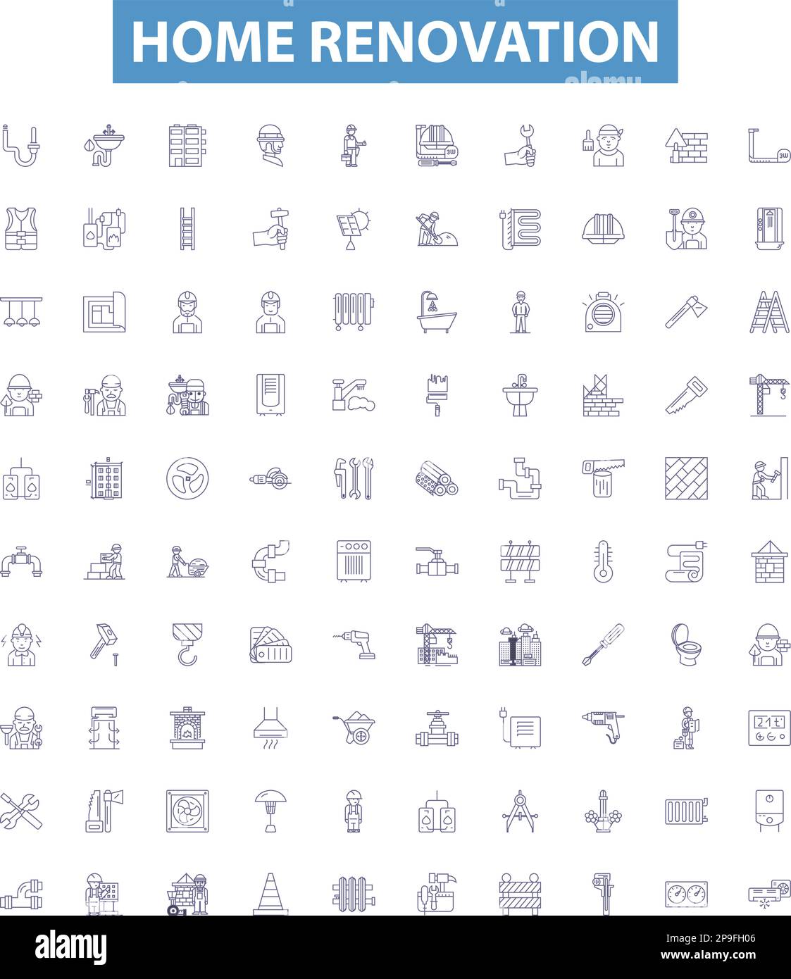 Home renovation line icons, signs set. Renovate, Remodel, Redecorate ...