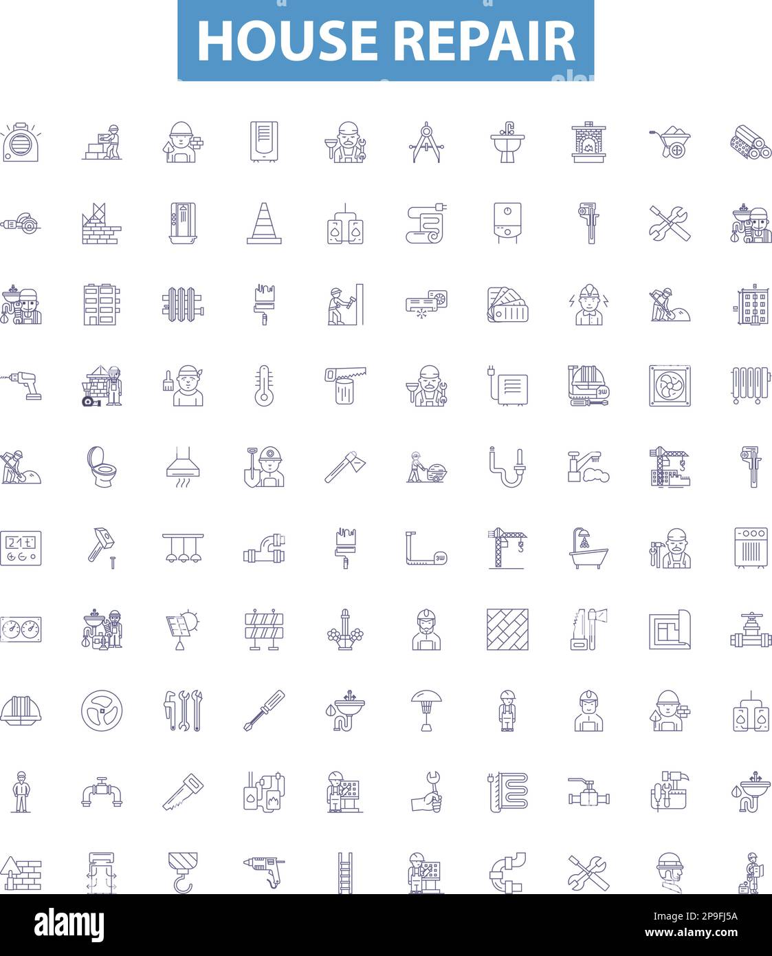 House repair line icons, signs set. Housekeeping, Plumbing, Painting ...