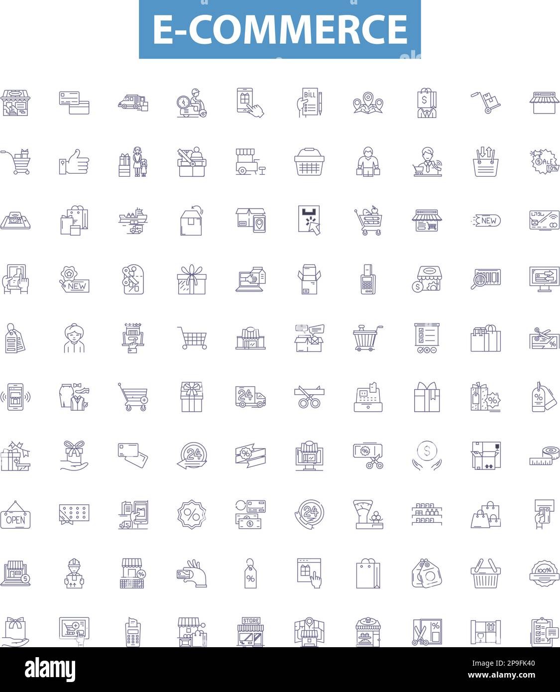 E-commerce line icons, signs set. Online, Shopping, Marketplace, Retail ...