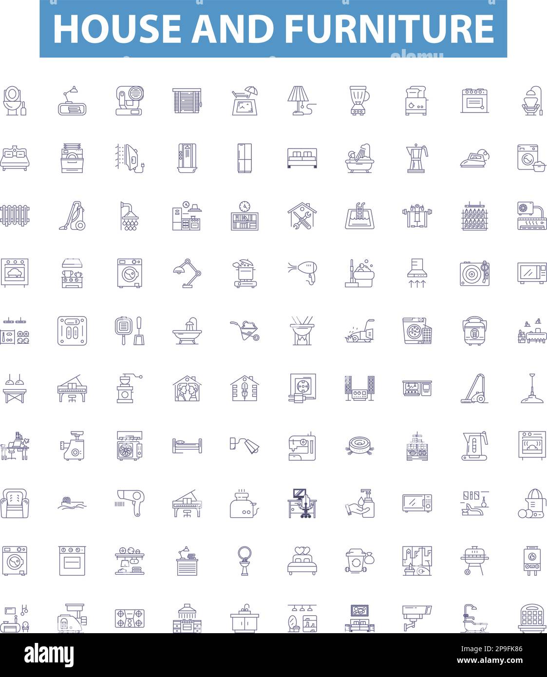 House and furniture line icons, signs set. house, furniture, home ...