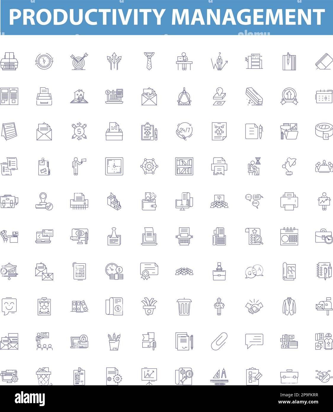 Productivity management line icons, signs set. Timekeeping, Efficiency ...