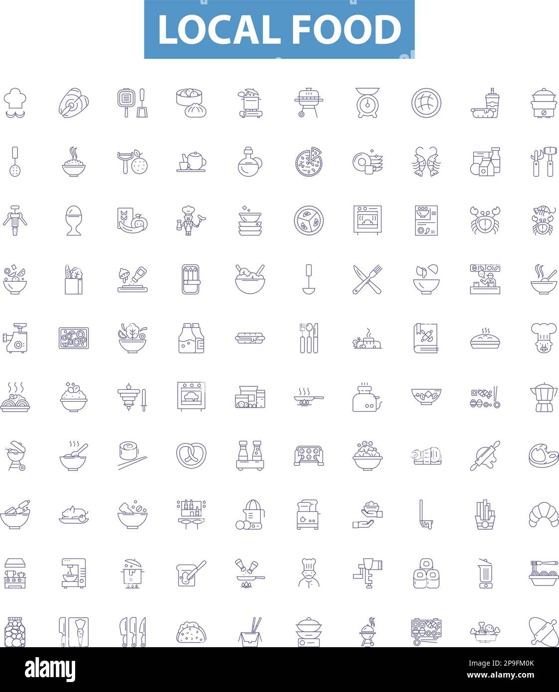 Local food line icons, signs set. Cuisine, Region, Fresh, Traditional ...