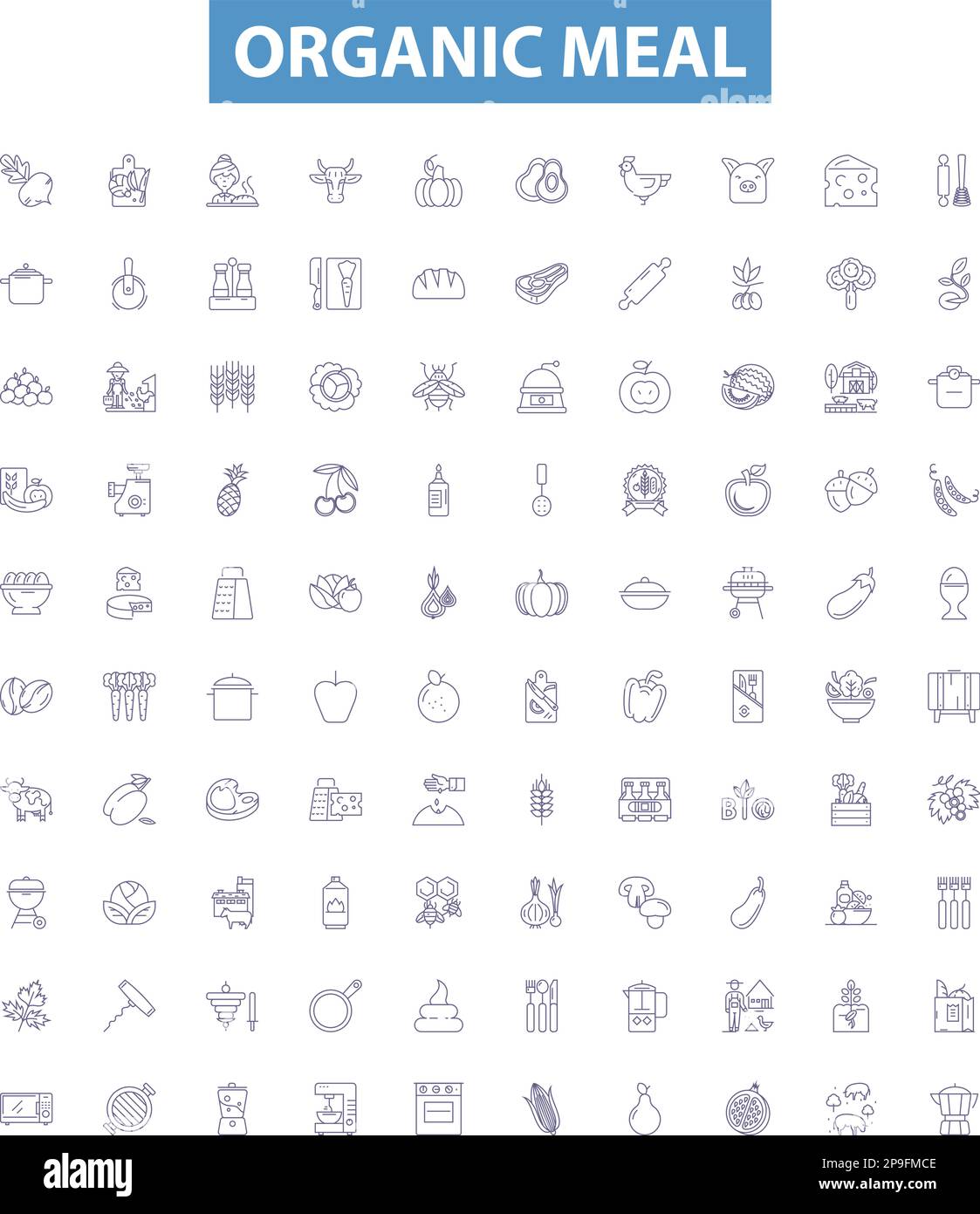 Organic meal line icons, signs set. Organic, Meal, Vegetarian, Plant ...