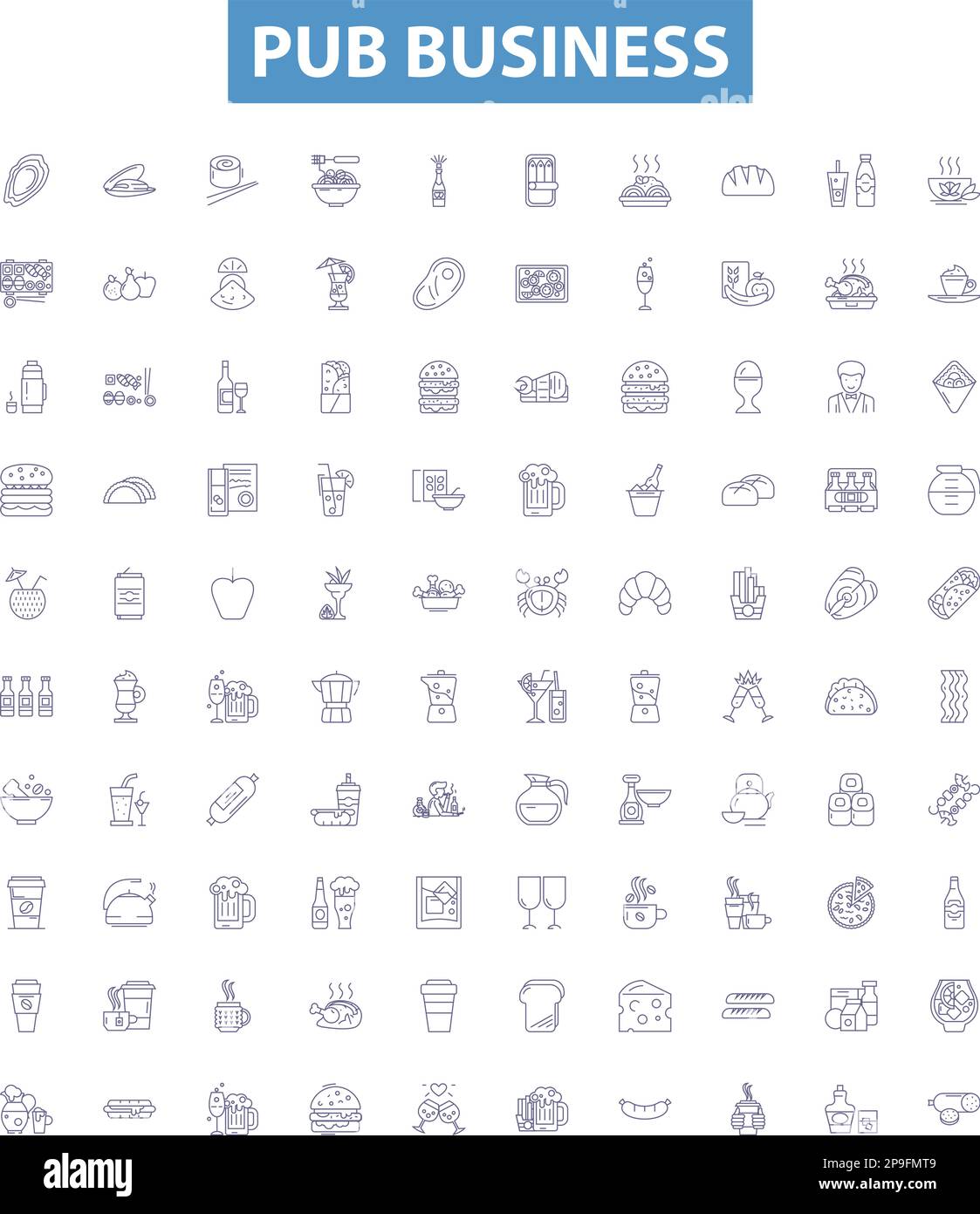 Pub business line icons, signs set. Pub, Business, Bar, Alcohol ...