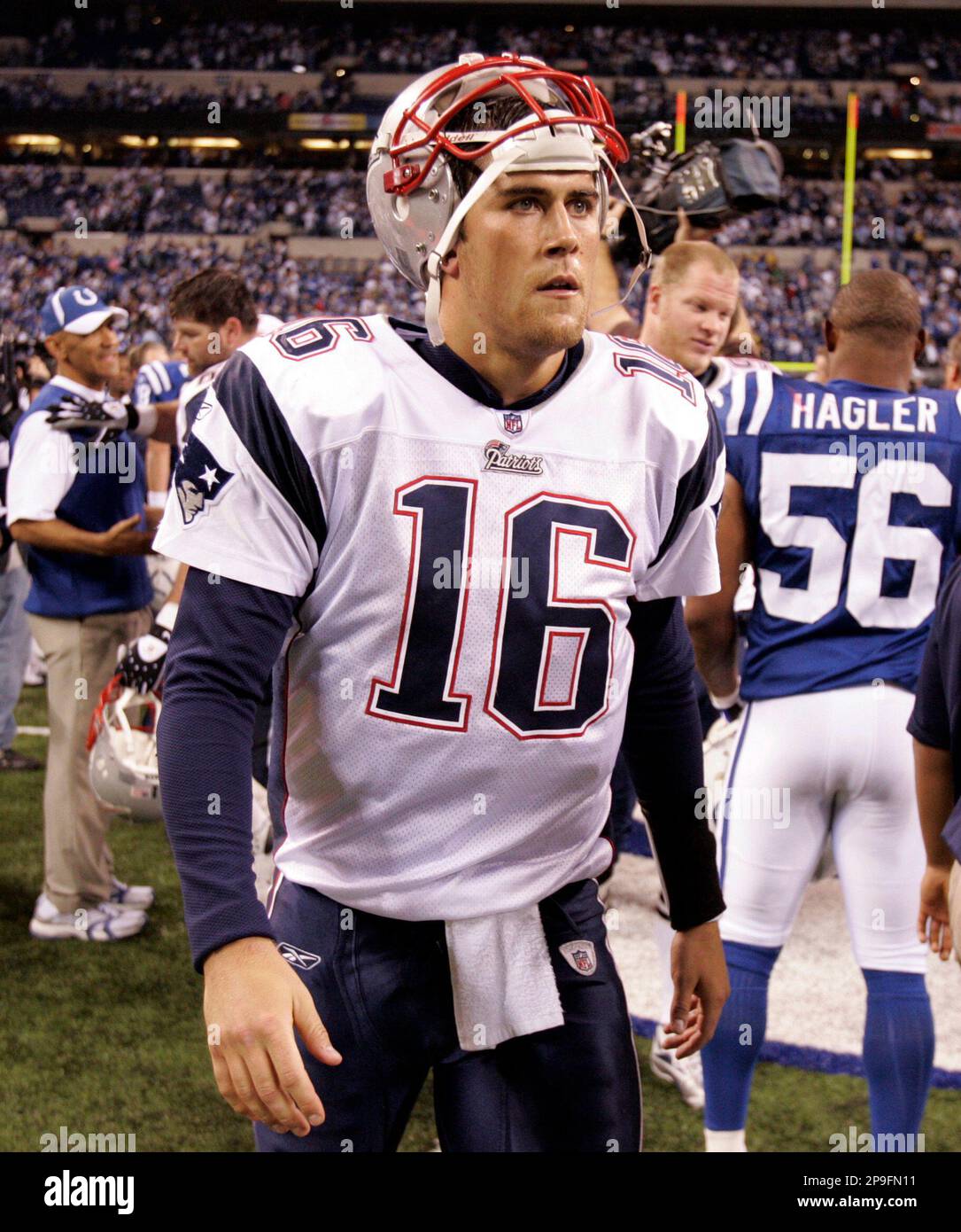 New England Patriots quarterback Matt Cassel walks off the field after ...