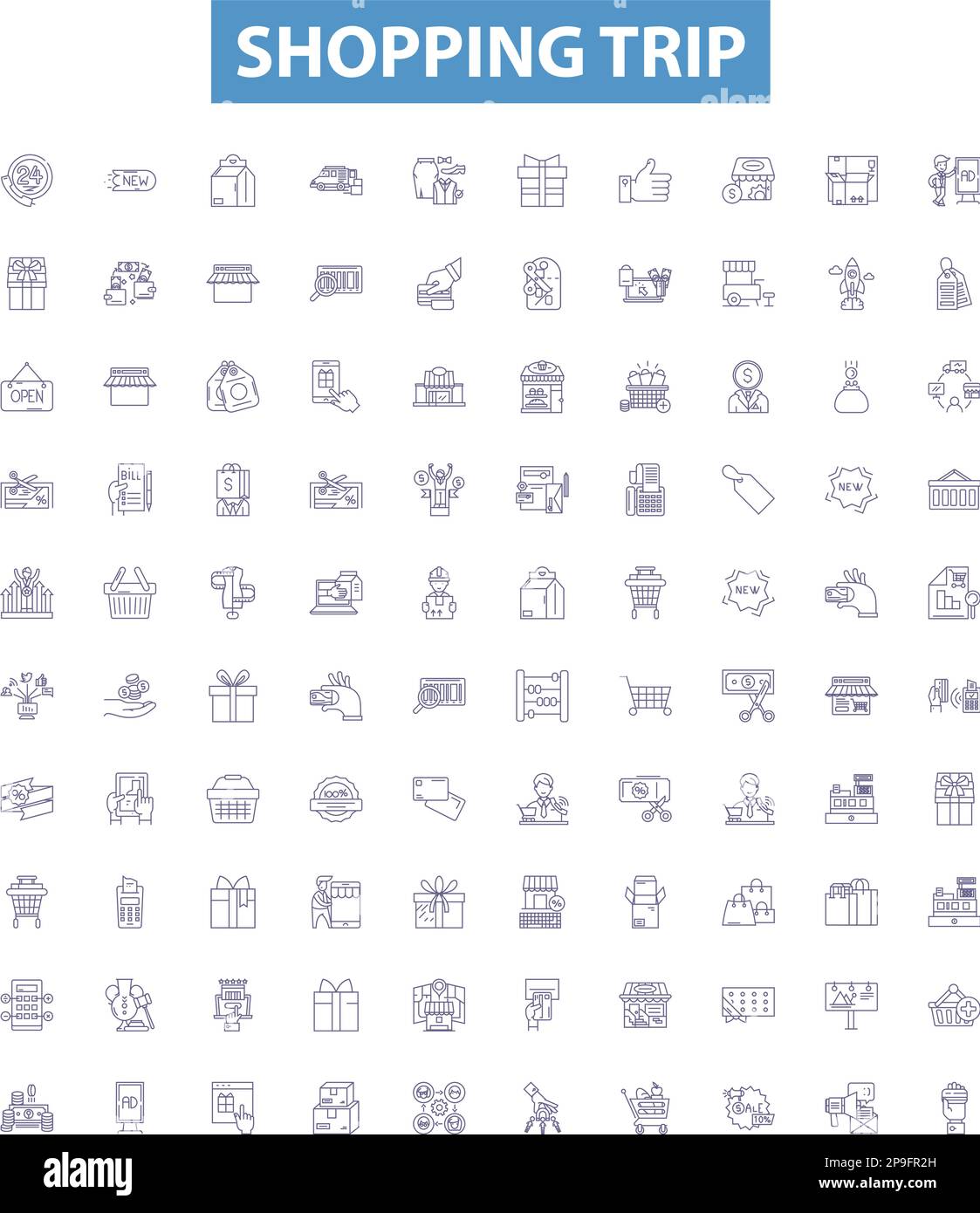 Shopping trip line icons, signs set. Shopping, Trip, Store, Purchase ...