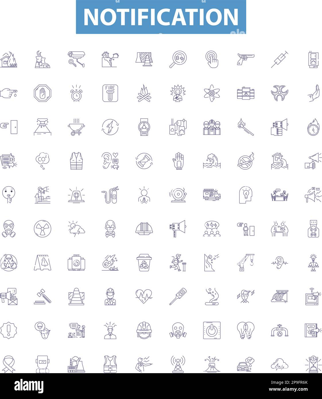 Notification line icons, signs set. Alert, Reminder, Signal, Warning ...