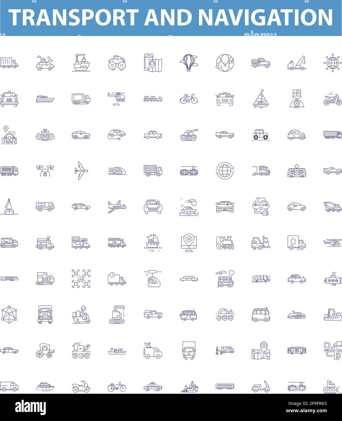 Transport and navigation line icons, signs set. Transportation, Navigation, Ships, Planes, Boats ...