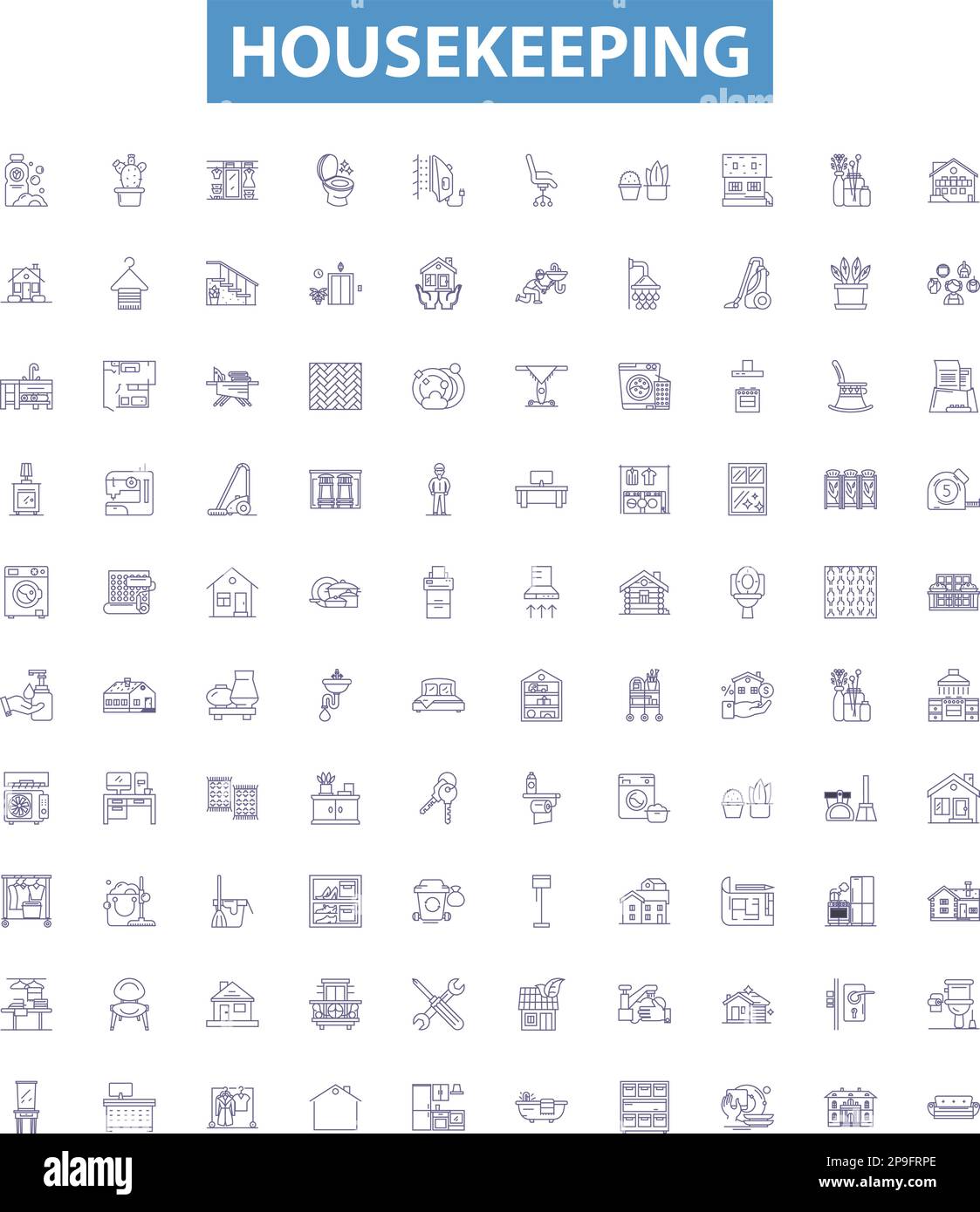 Housekeeping line icons, signs set. Cleaning, Maintenance, Disinfecting ...