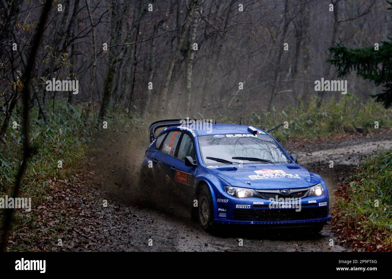 Norway's Petter Solberg of Subaru races during the Rally Japan in the ...