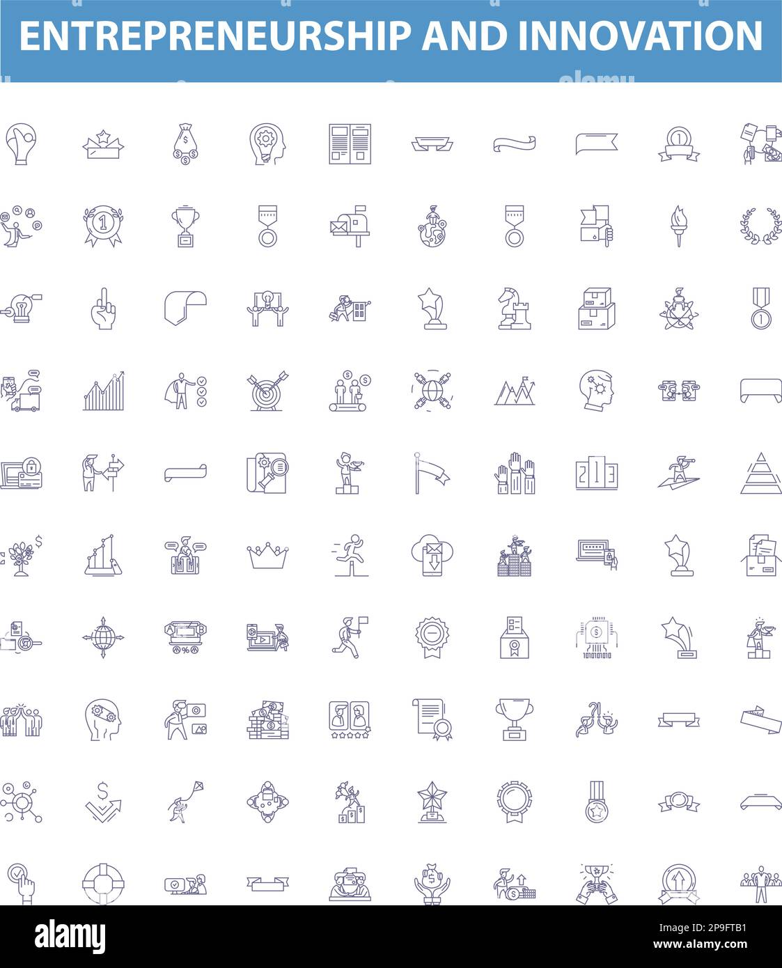 Entrepreneurship and innovation line icons, signs set. Entrepreneurship ...