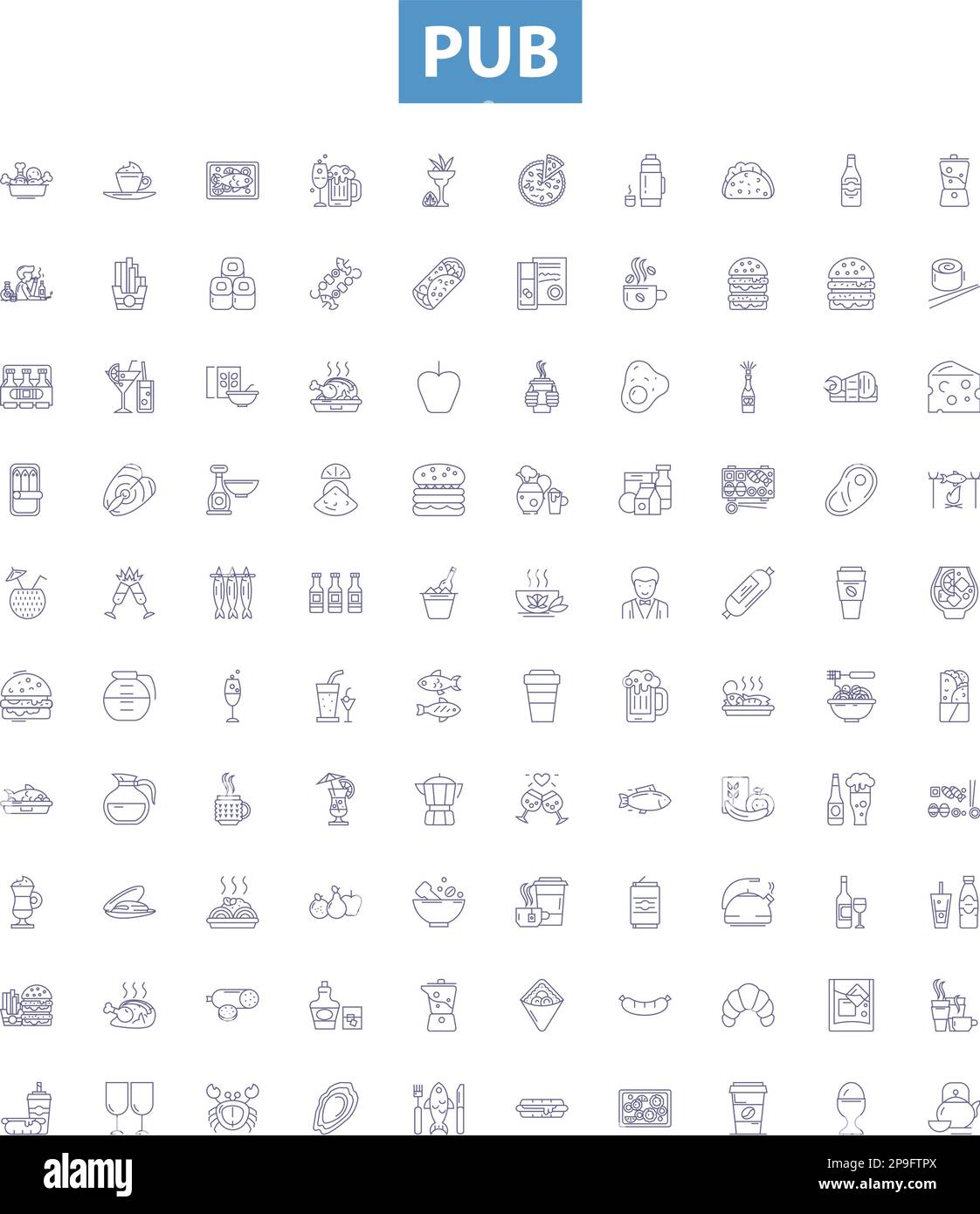 Pub line icons, signs set. Bar, Alehouse, Tavern, Pubs, Brewery ...