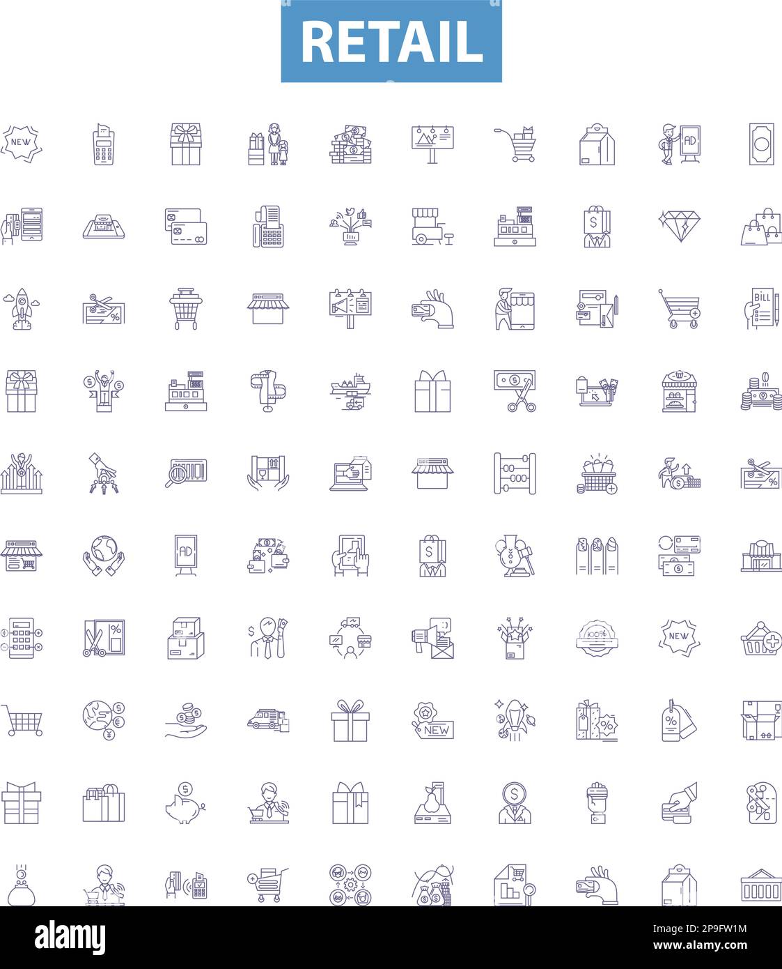 Retail line icons, signs set. Shopping, Merchandising, Selling, Store ...