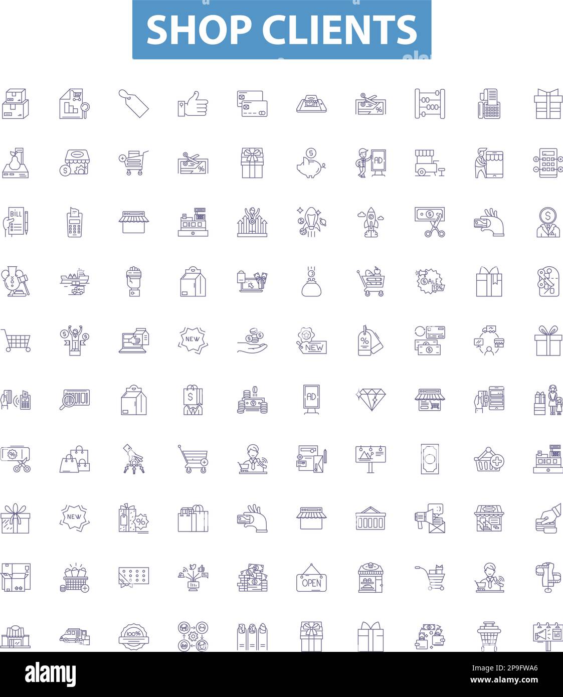 Shop clients line icons, signs set. Customers, buyers, shoppers ...