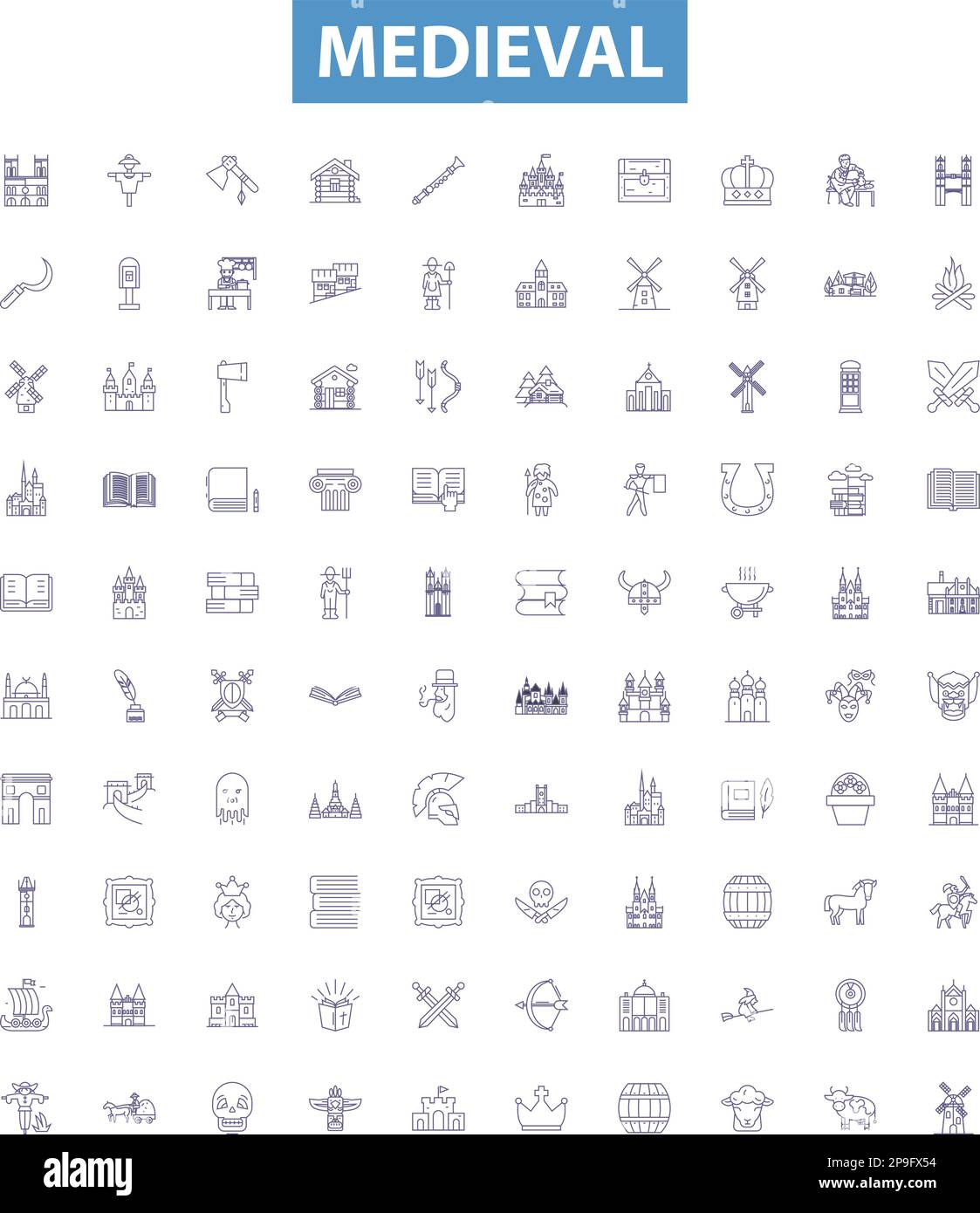 Medieval line icons, signs set. Medieval, Knights, Castles, Armor ...