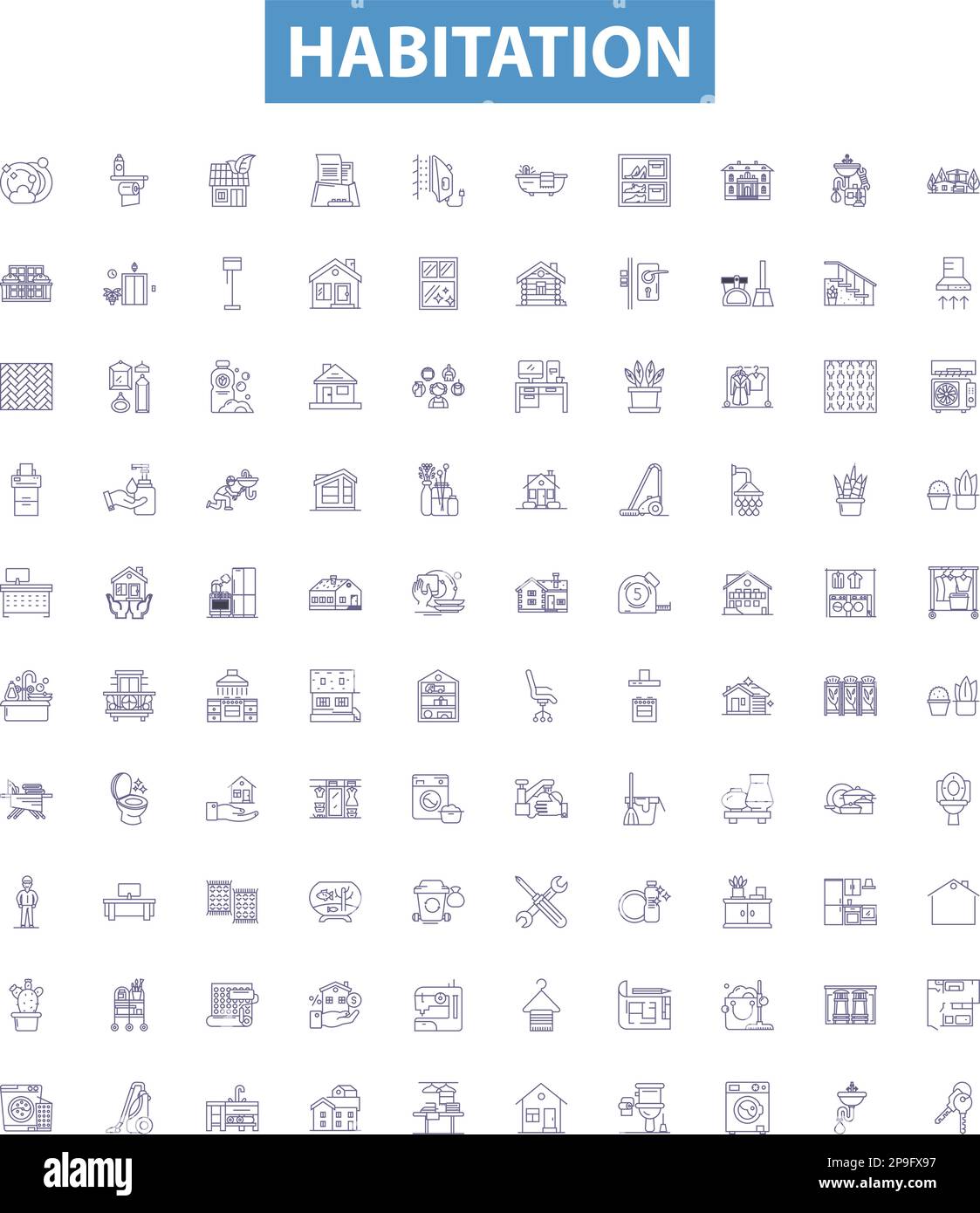 Habitation line icons, signs set. Accommodation, Residency, Dwelling ...