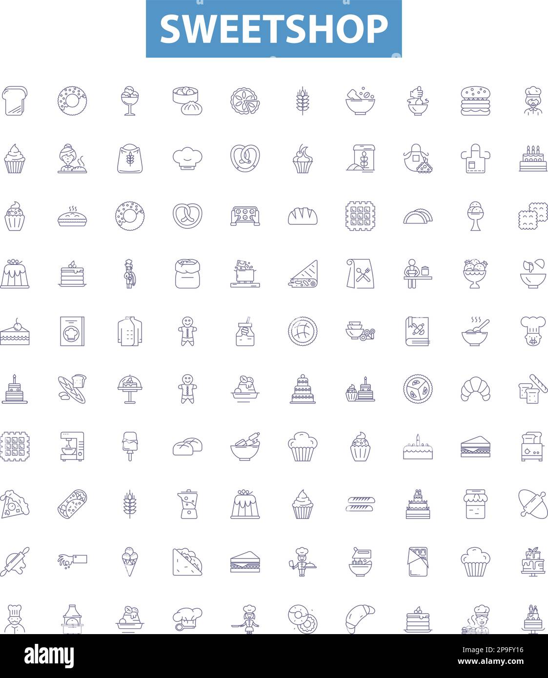 Sweetshop line icons, signs set. Candy, Sweet, Confectionery ...