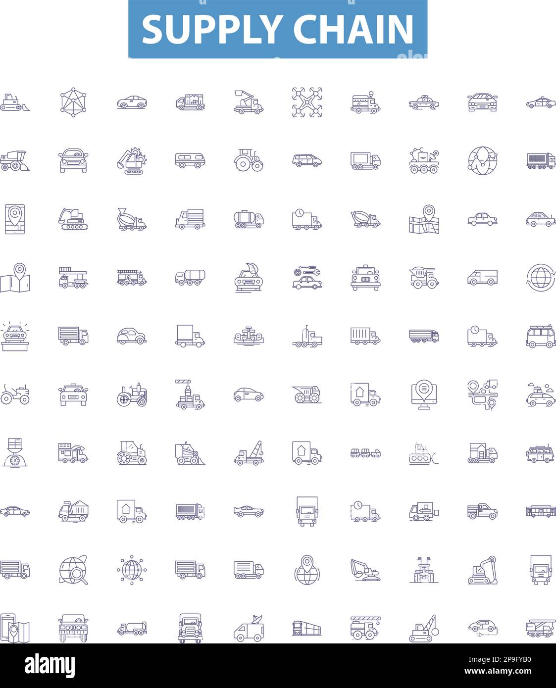 Supply chain line icons, signs set. Logistics, Supply, Distribution ...