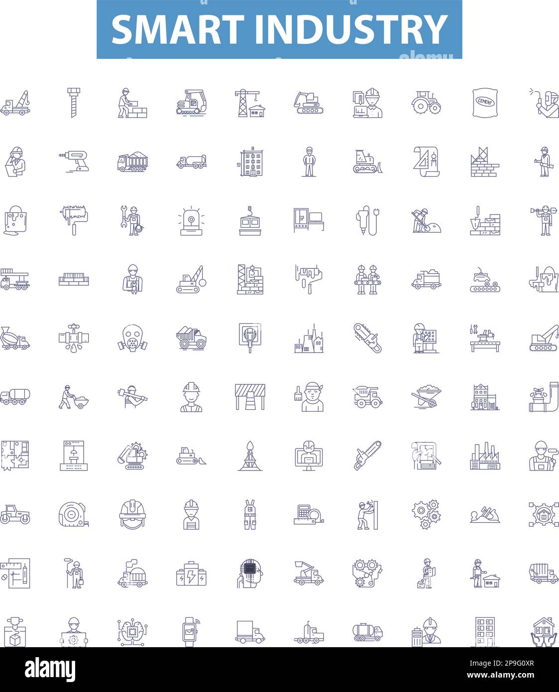 Smart industry line icons, signs set. Industry 40, AI, Automation, IoT ...