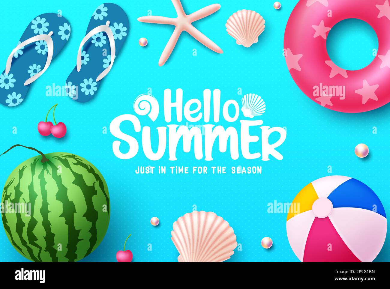 Hello summer vector background. Hello summer text with beach elements ...