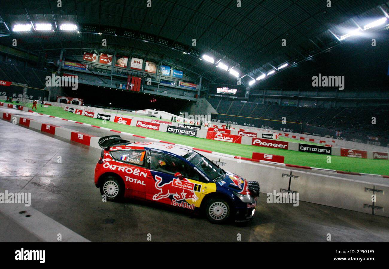 France's Sebastien Loeb of Citroen races at an indoor circuit during ...
