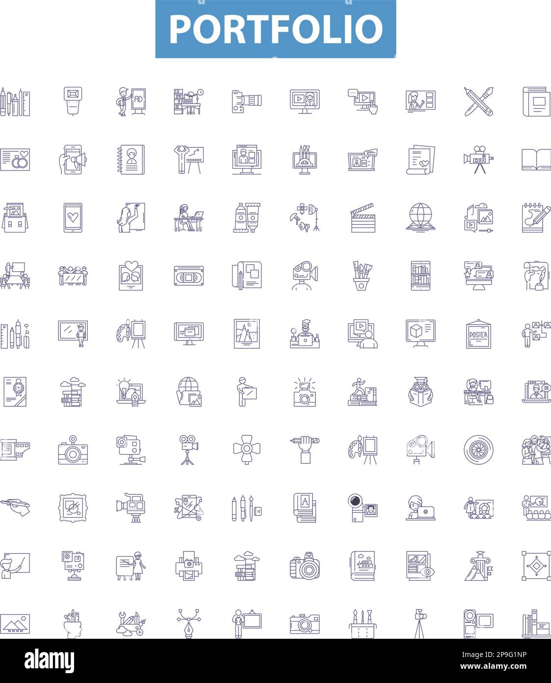 Portfolio line icons, signs set. Portfolio, Investment, Assets, Funds ...