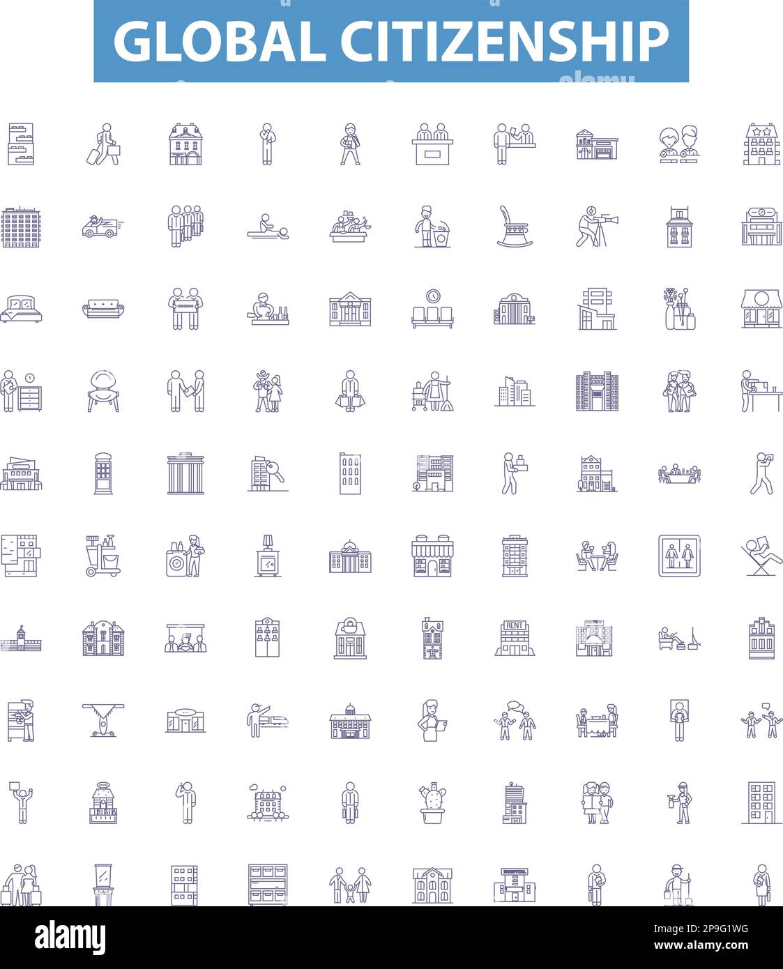 Global citizenship line icons, signs set. International, Humanitarian ...