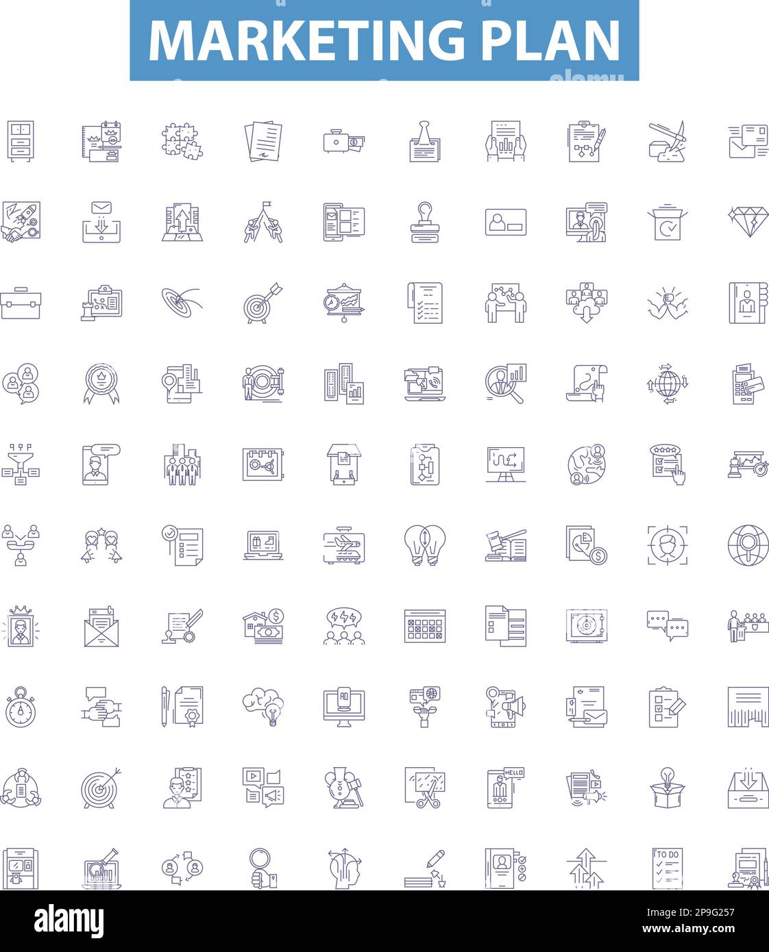 Marketing plan line icons, signs set. Campaign, Strategy, Objectives ...