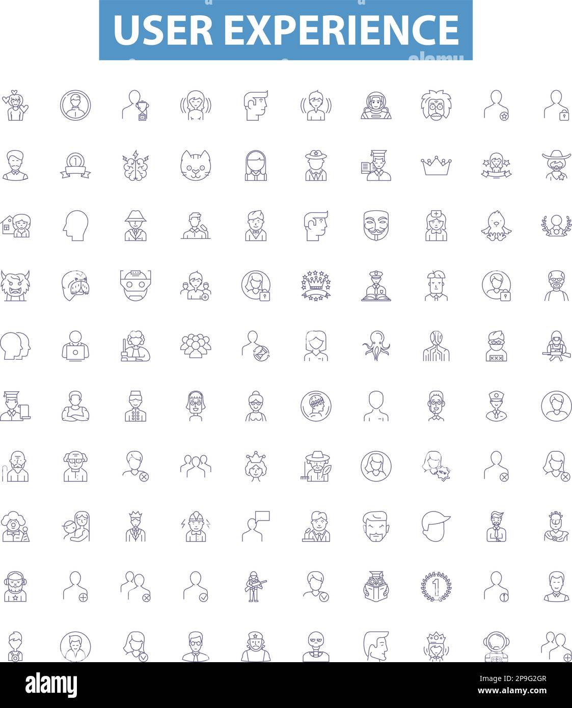 User experience line icons, signs set. Usability, Engagement, Design, Interaction, Content ...