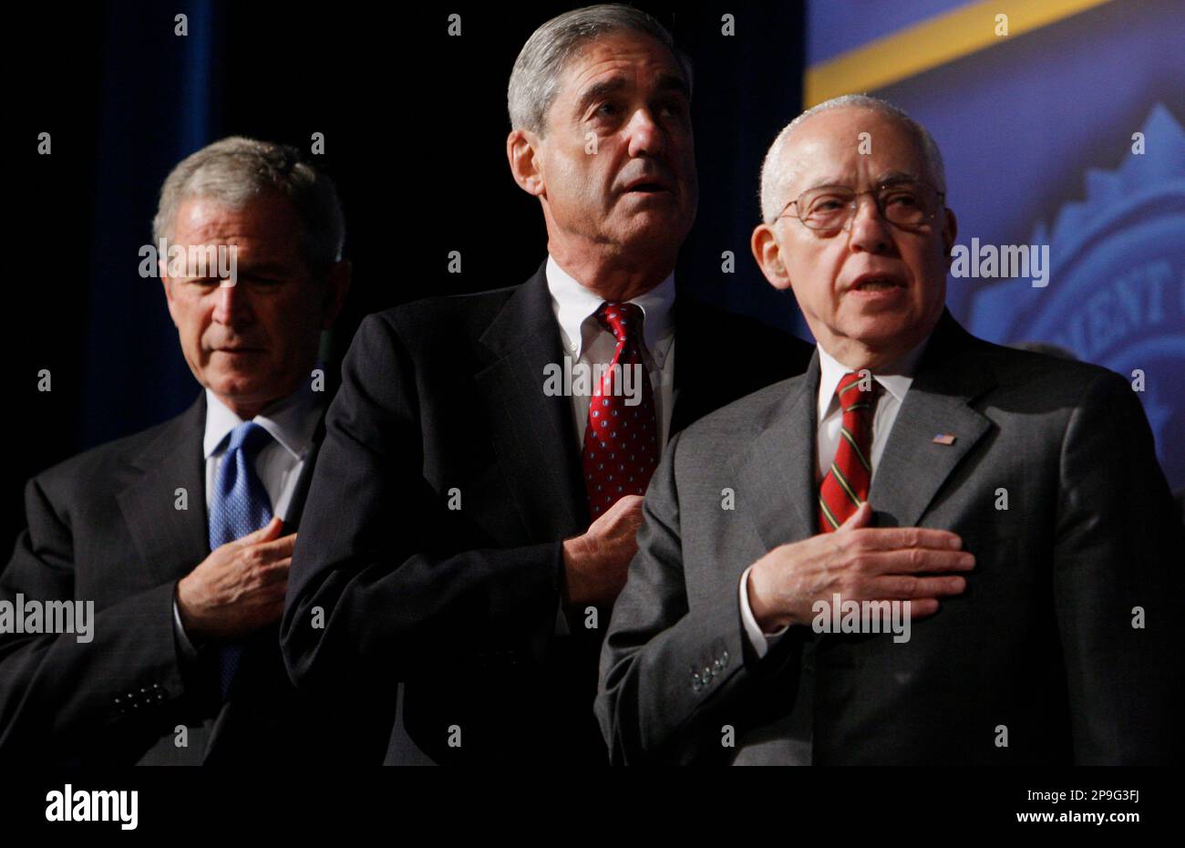 From left, President Bush, FBI Director Robert Muller, and Attorney ...