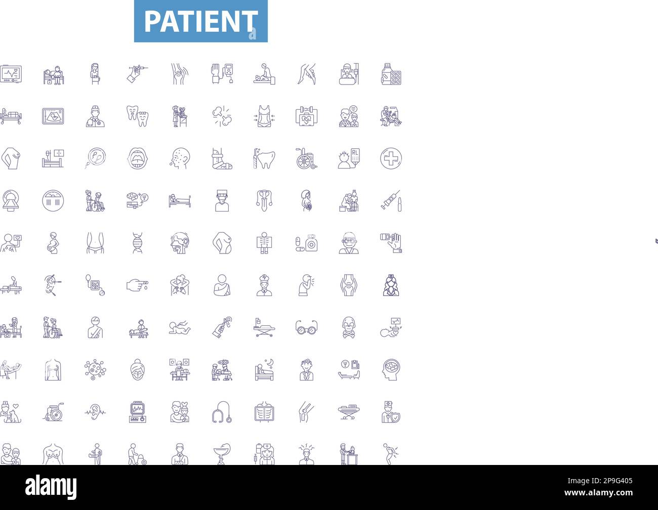 Patient line icons, signs set. Patient, Caregiver, Hypochondriac ...