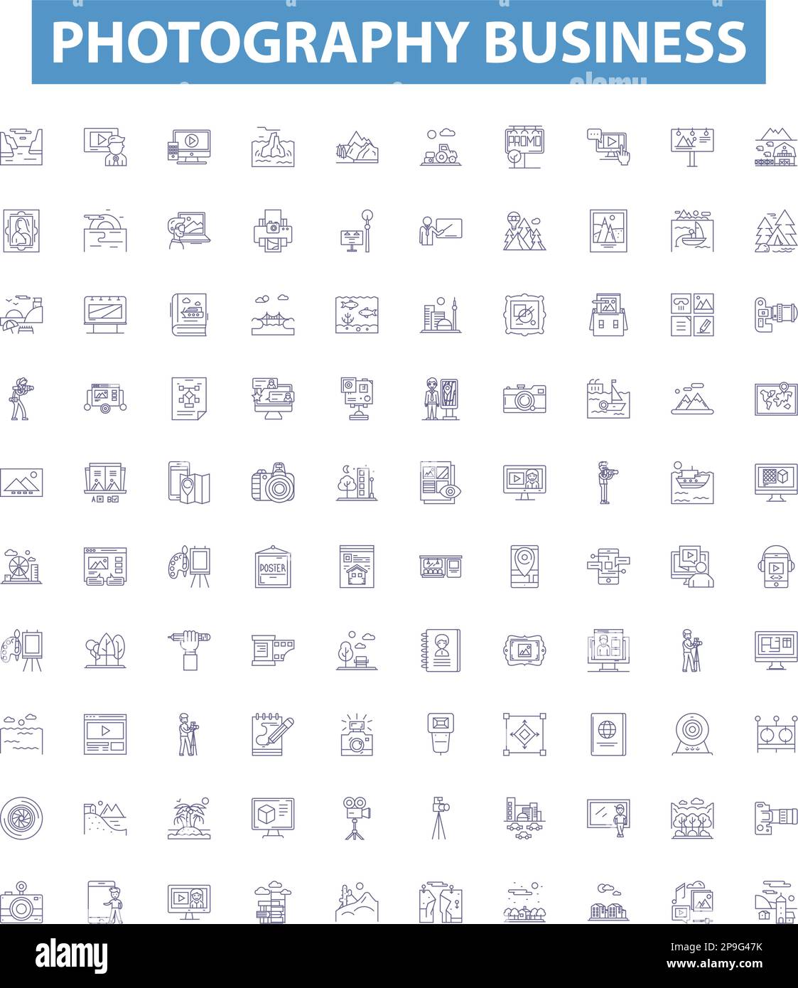 Photography business line icons, signs set. Photography, business ...