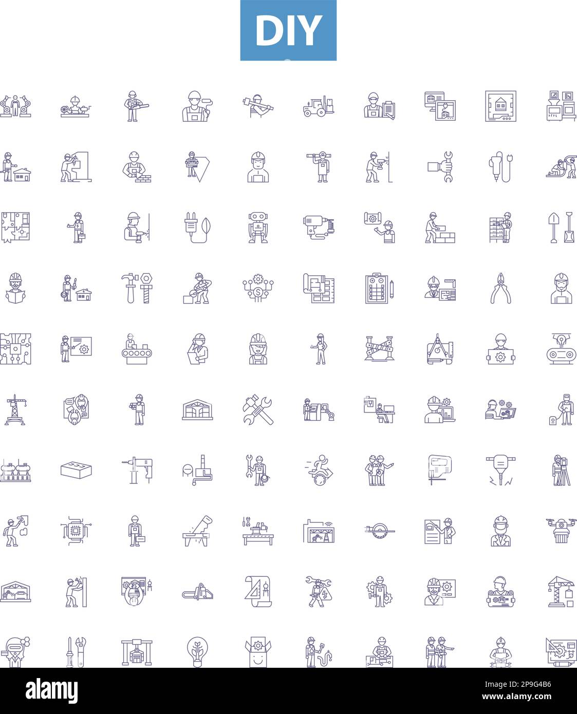 Diy line icons, signs set. DIY, Crafting, Homeimprovement, Repairs ...