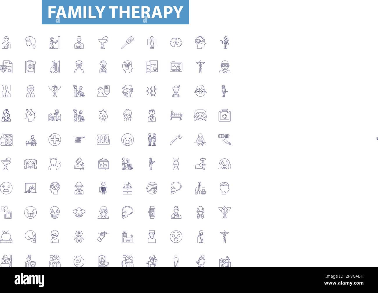 Family therapy line icons, signs set. family, therapy, counselling ...