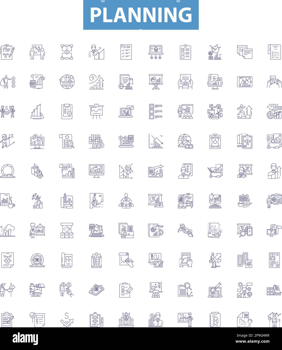 Planning line icons, signs set. Organizing, Scheduling, Forecasting ...