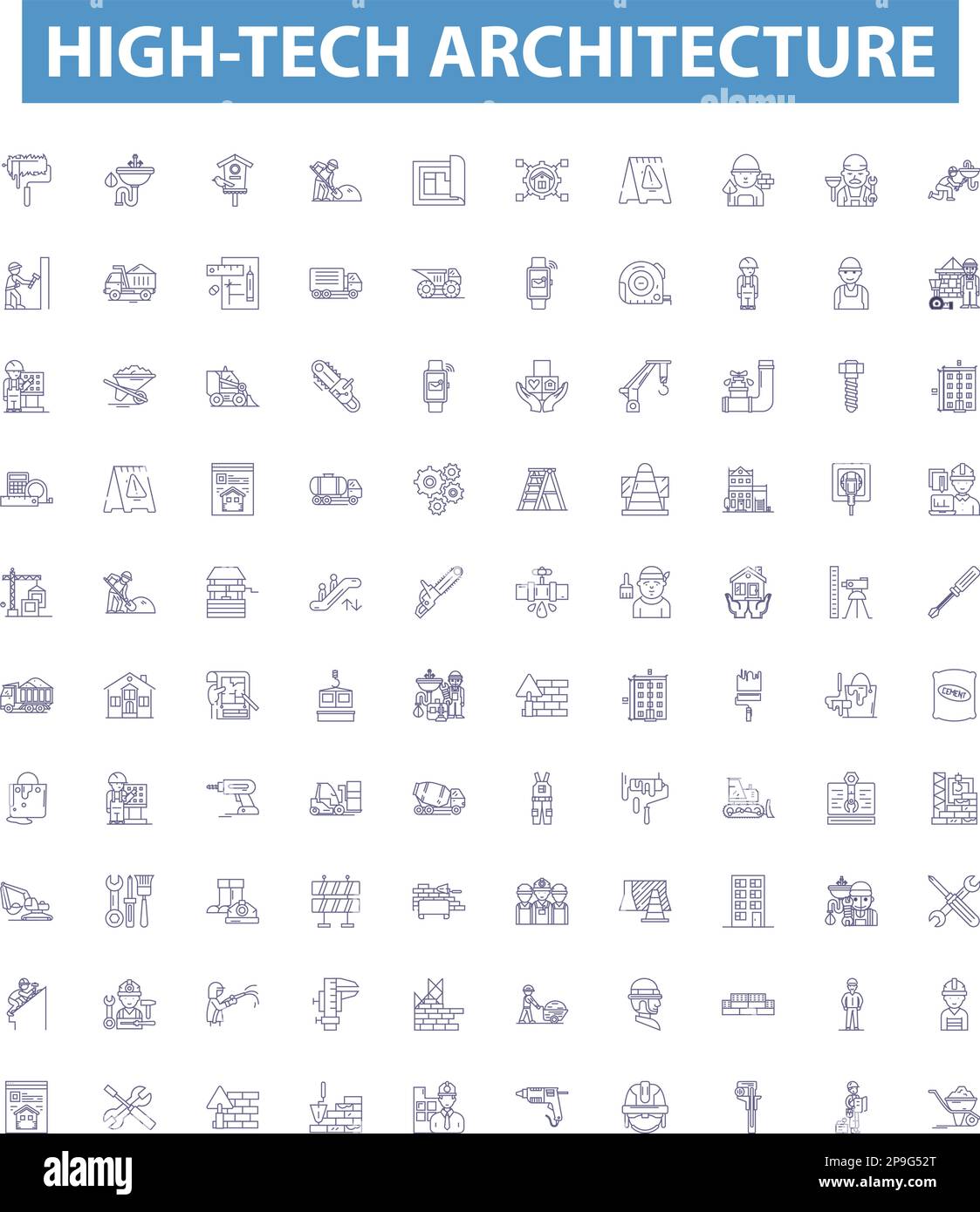 High-tech architecture line icons, signs set. High tech, architecture ...