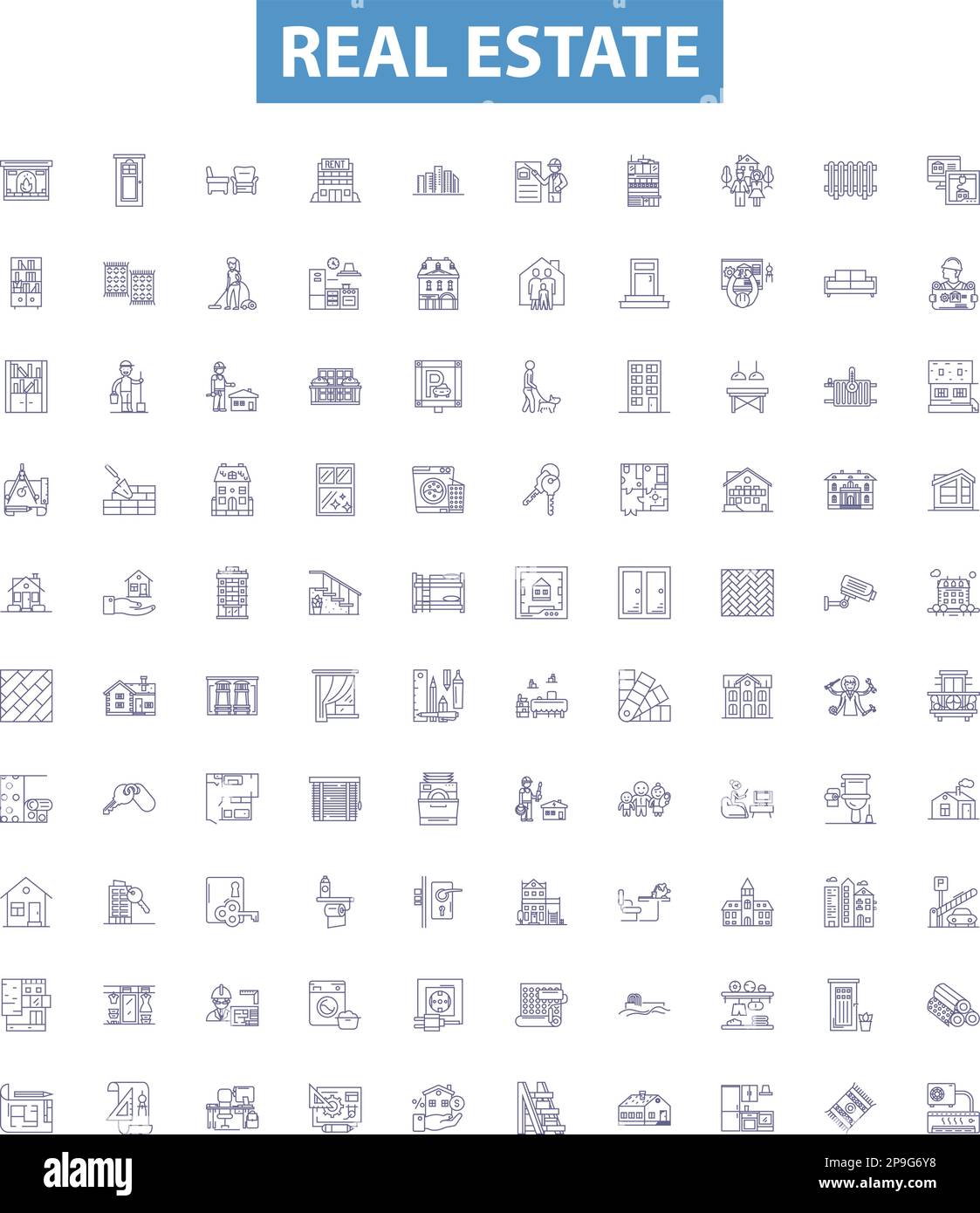 Real estate line icons, signs set. Property, Homes, Land, Houses ... Real estate line icons, signs set. Property, Homes, Land, Houses ...