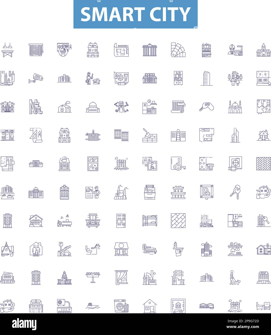 Smart city line icons, signs set. Smart, City, Intelligent, Connected ...