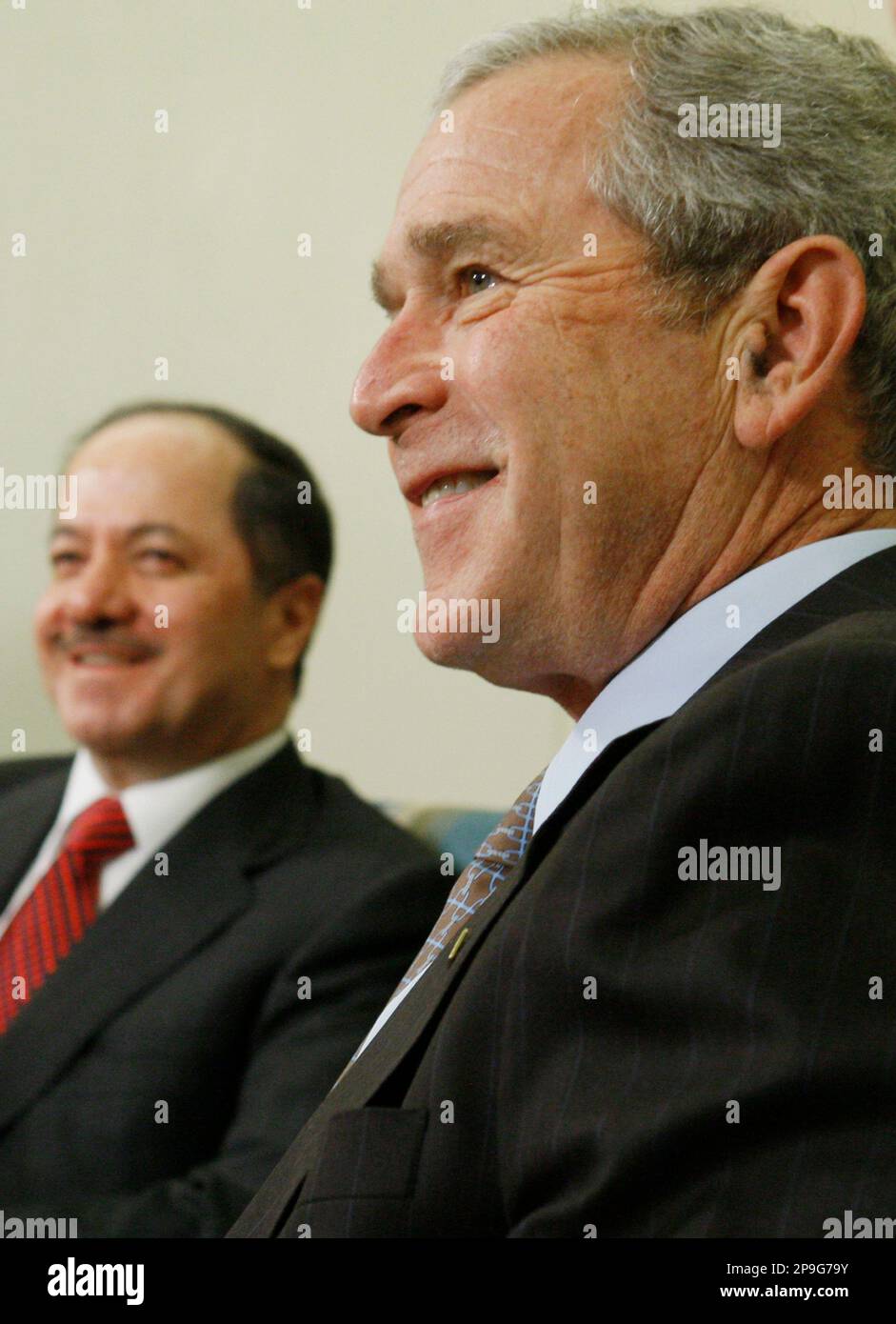 President Bush meets with Iraq's Kurdistan region President Massoud ...
