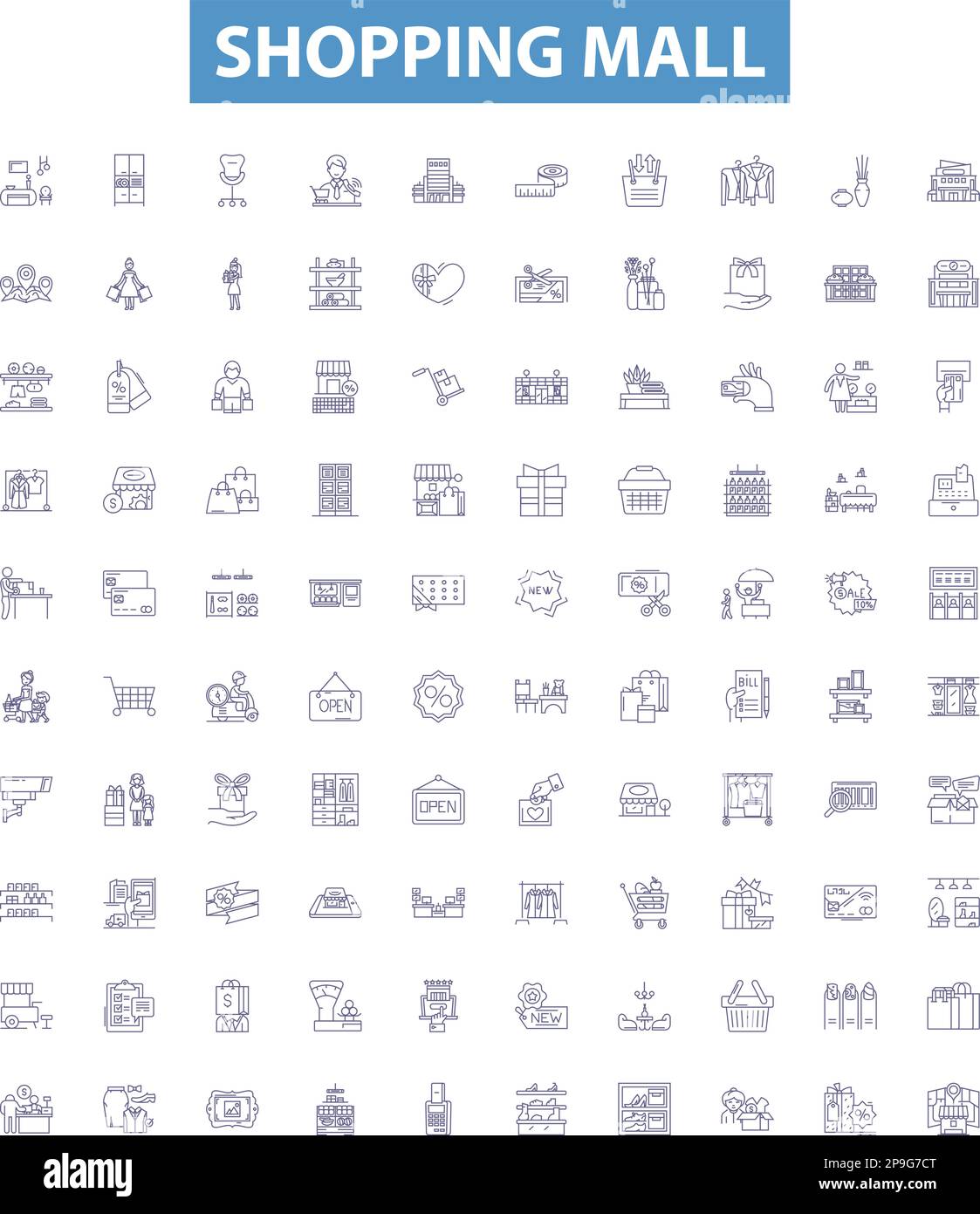 Shopping mall line icons, signs set. Mall, Shopping, Store, Retail ...